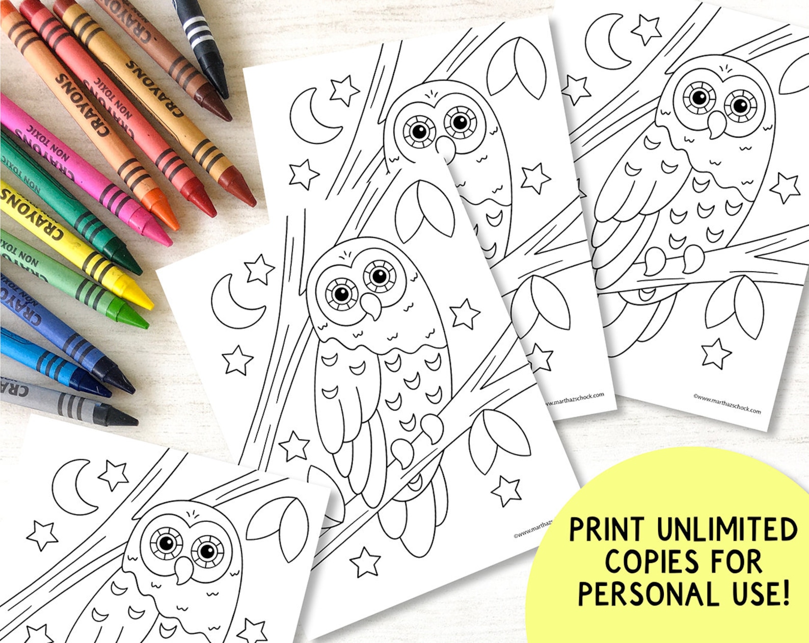 Nocturnal Animals Coloring Pages: 12 Printable Sheets (digital Download ...