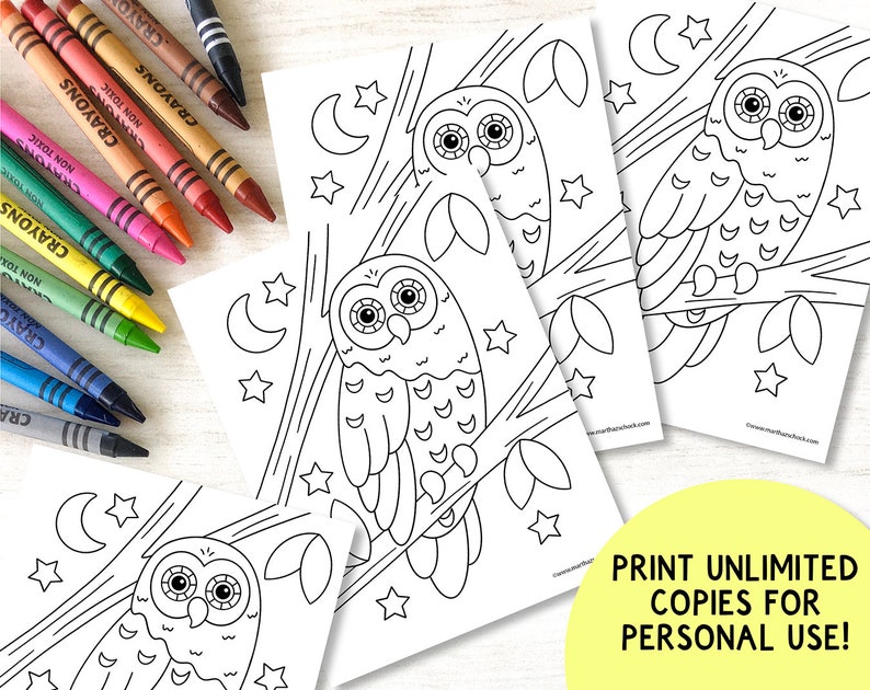 Nocturnal Animals Coloring Pages: 12 Printable Sheets (digital Download ...