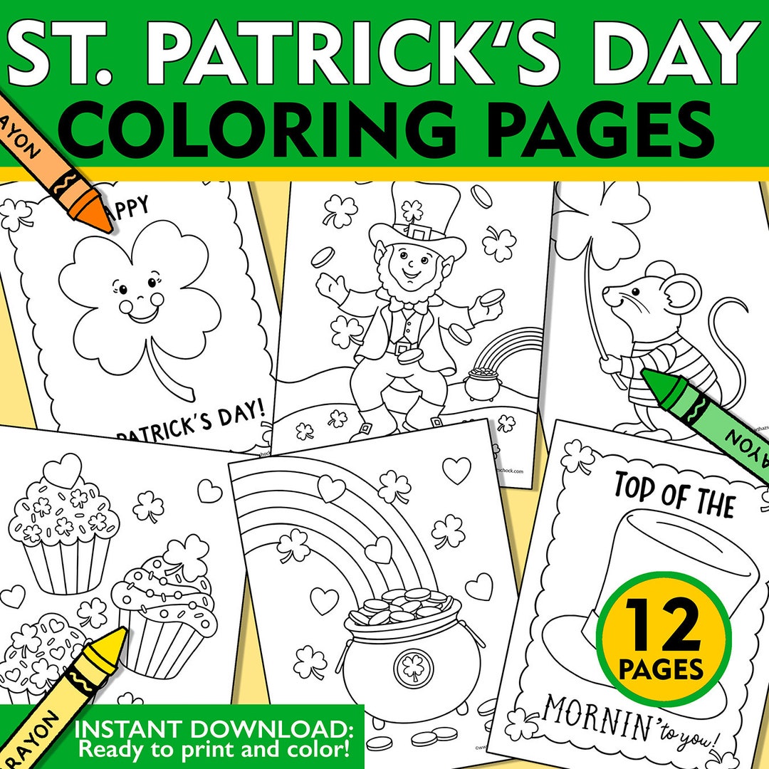 St Patricks Day Coloring Pages: 12 Printable Designs (PDF) - Etsy