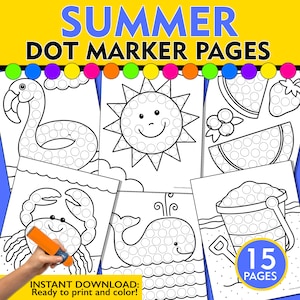 Summer Dot Marker Coloring Pages: Fine Motor Activity (PDF) - Etsy
