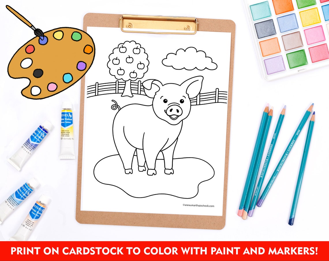 Farm Animal Coloring Pages: Kids Printable Activity (PDF) - Etsy