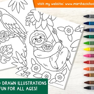 Rainforest Animals Coloring Pages: Kids Printable Activity (PDF) - Etsy