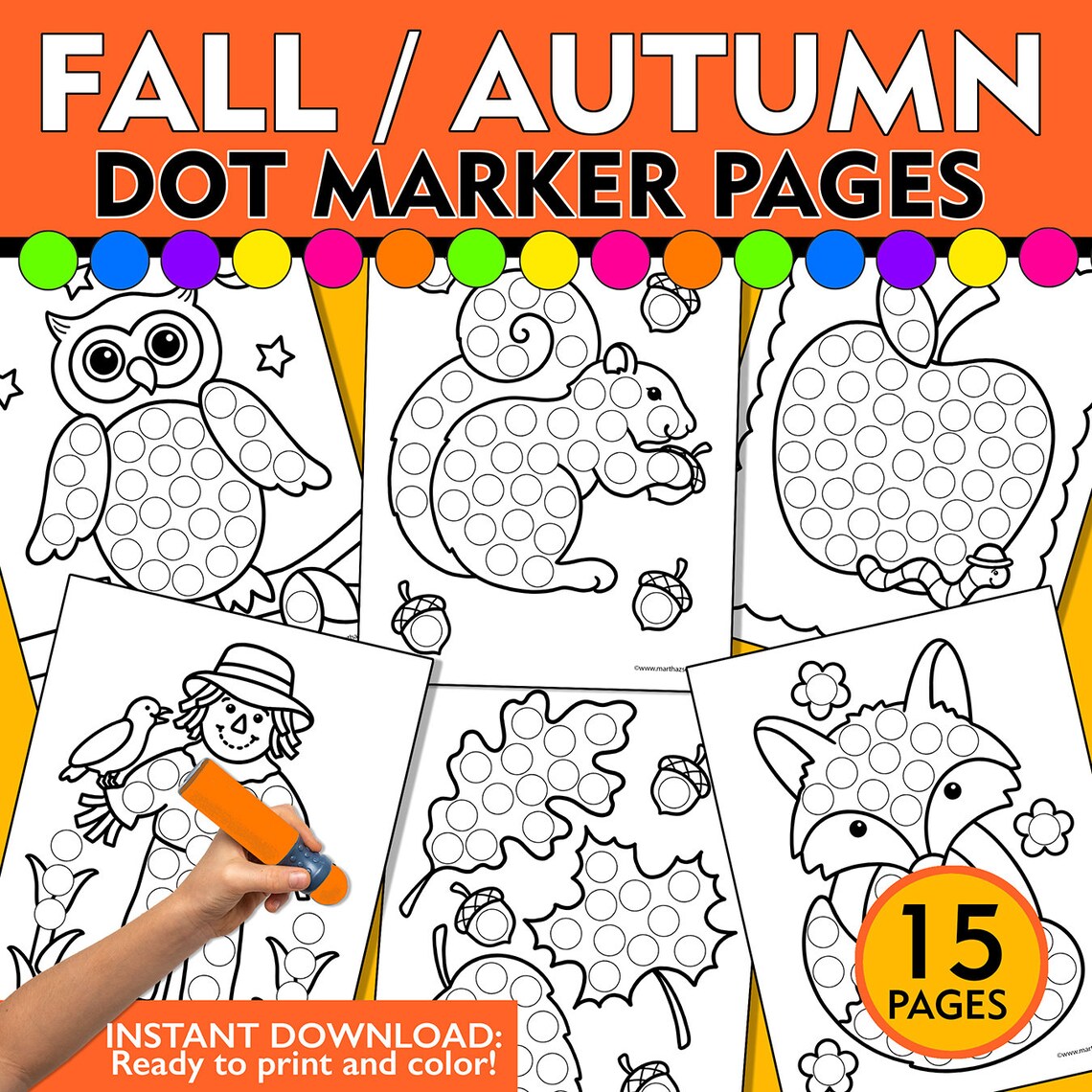 Fall Dot Marker Activity: Fine Motor Coloring Pages (PDF Download) - Etsy