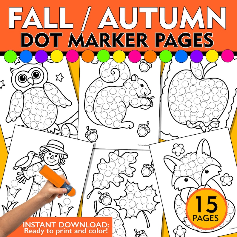 Fall Dot Marker Activity: Fine Motor Coloring Pages (PDF Download) - Etsy
