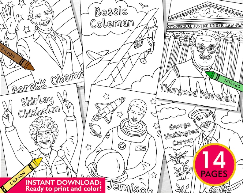 Black History Month Coloring Pages: African American Leaders (PDF ...