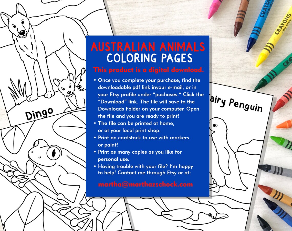 Australian Animals Coloring Pages: 15 Printable Designs (PDF) - Etsy