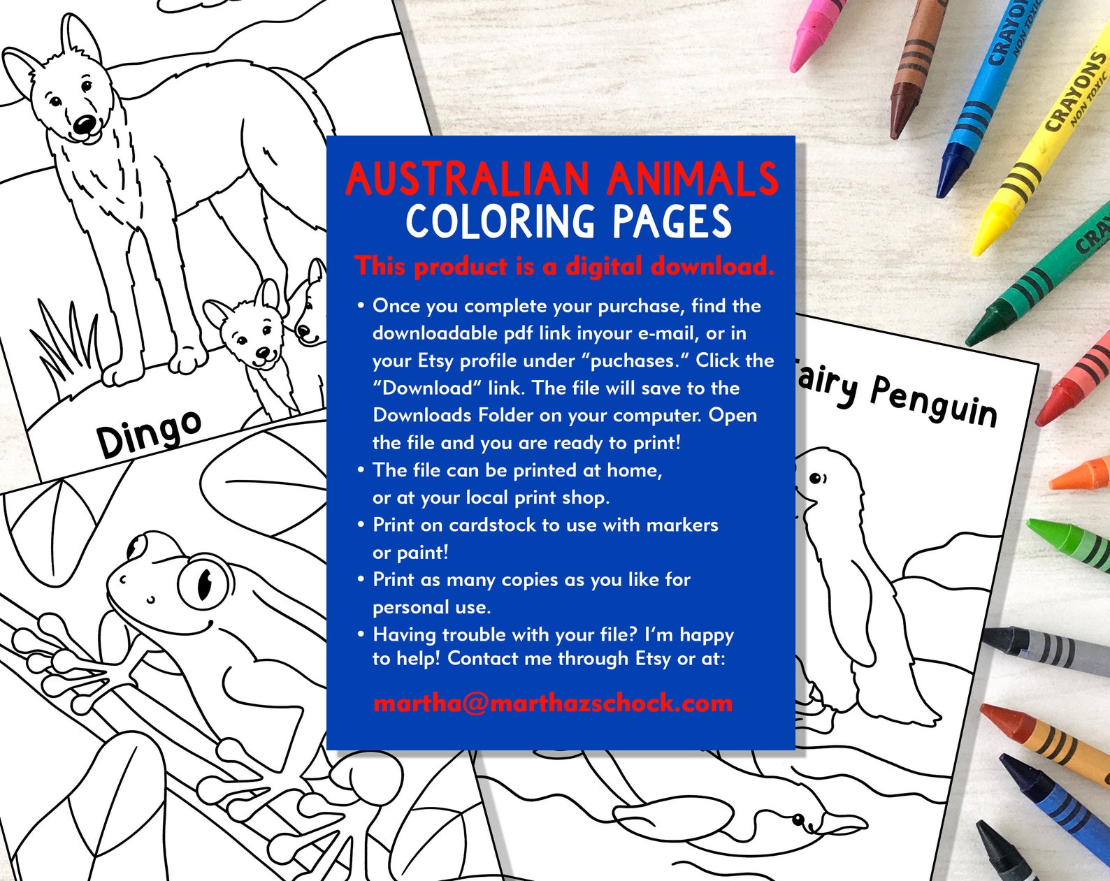 Australian Animals Coloring Pages: 15 Printable Designs (PDF) - Etsy