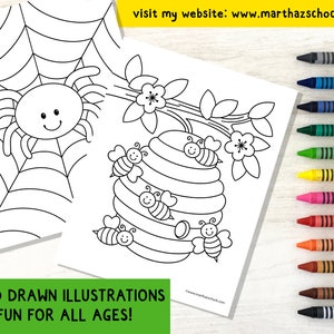 Insect & Bug Coloring Pages: Kids Activity (PDF Download) - Etsy