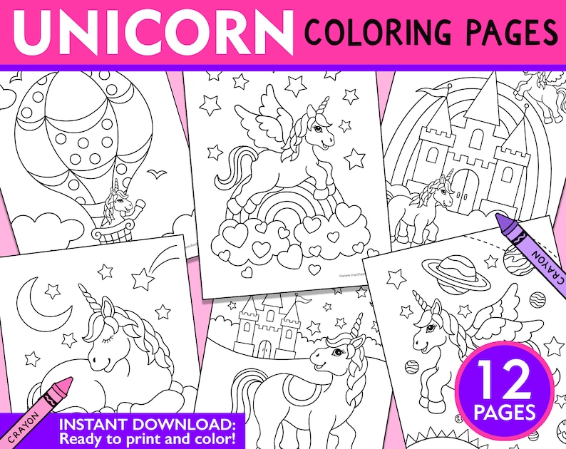 Unicorn Coloring Pages: Magical Illustrations for Kids (PDF Download ...