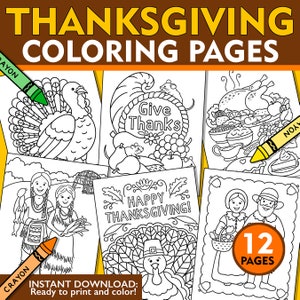 Thanksgiving Coloring Pages: 12 Printable Fall Activity Sheets (PDF) - Etsy