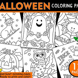 Halloween Coloring Pages: 12 Printable Kids Activity Sheets (PDF) - Etsy