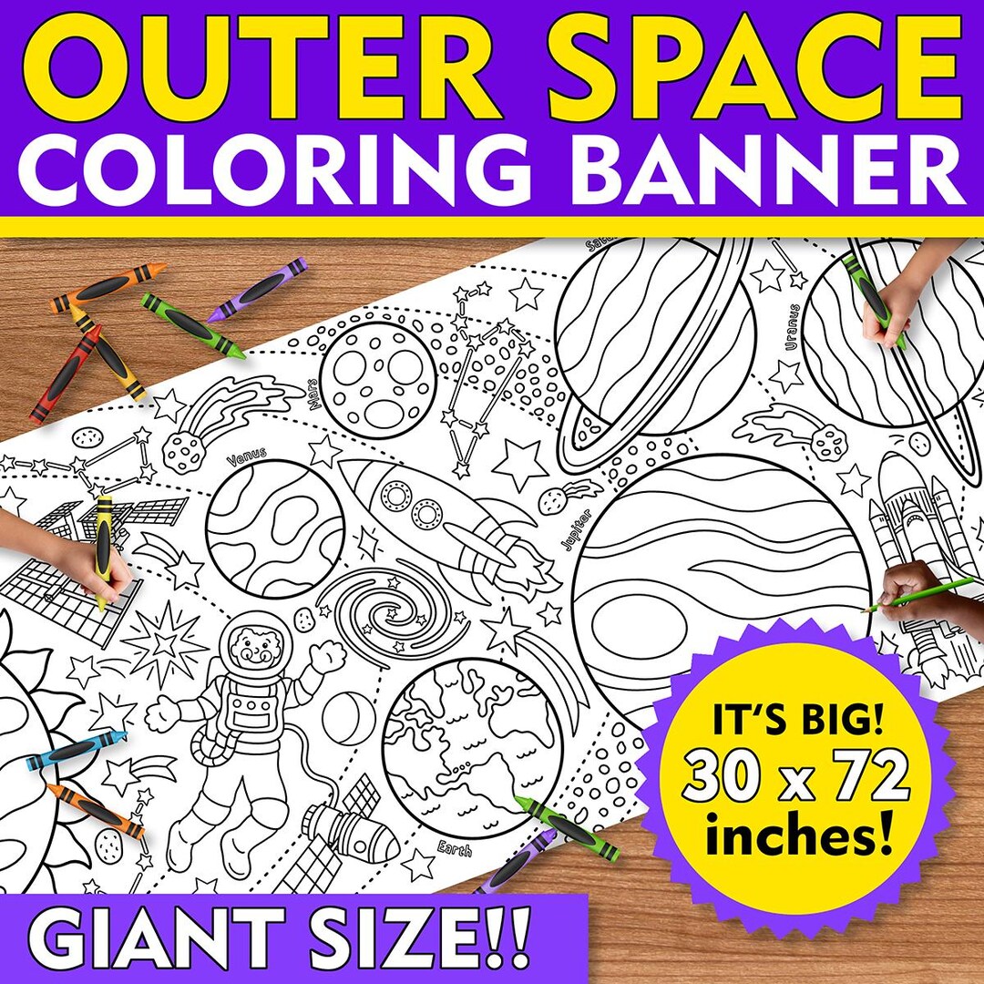 GIANT Outer Space Coloring Poster or Banner | Solar System Paper Table ...