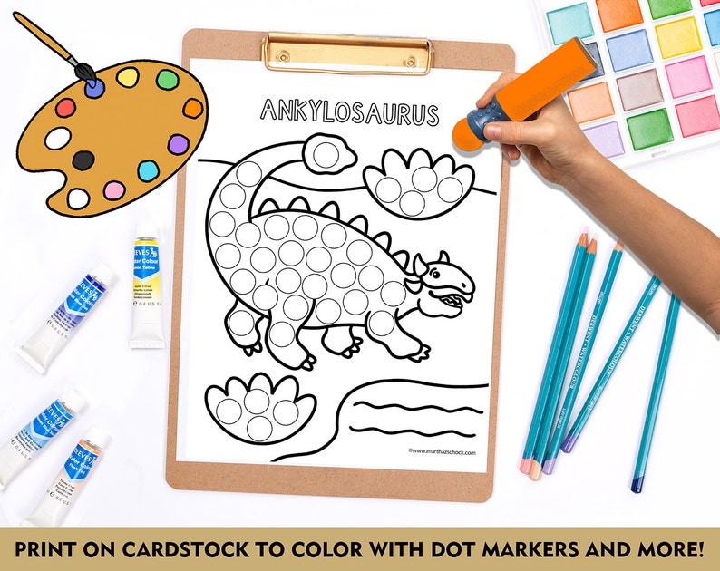Dinosaur Dot Marker Coloring Pages: Fine Motor Activity (PDF Download ...