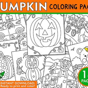 Pumpkin Coloring Pages: Fall Harvest Activity (PDF Download) - Etsy