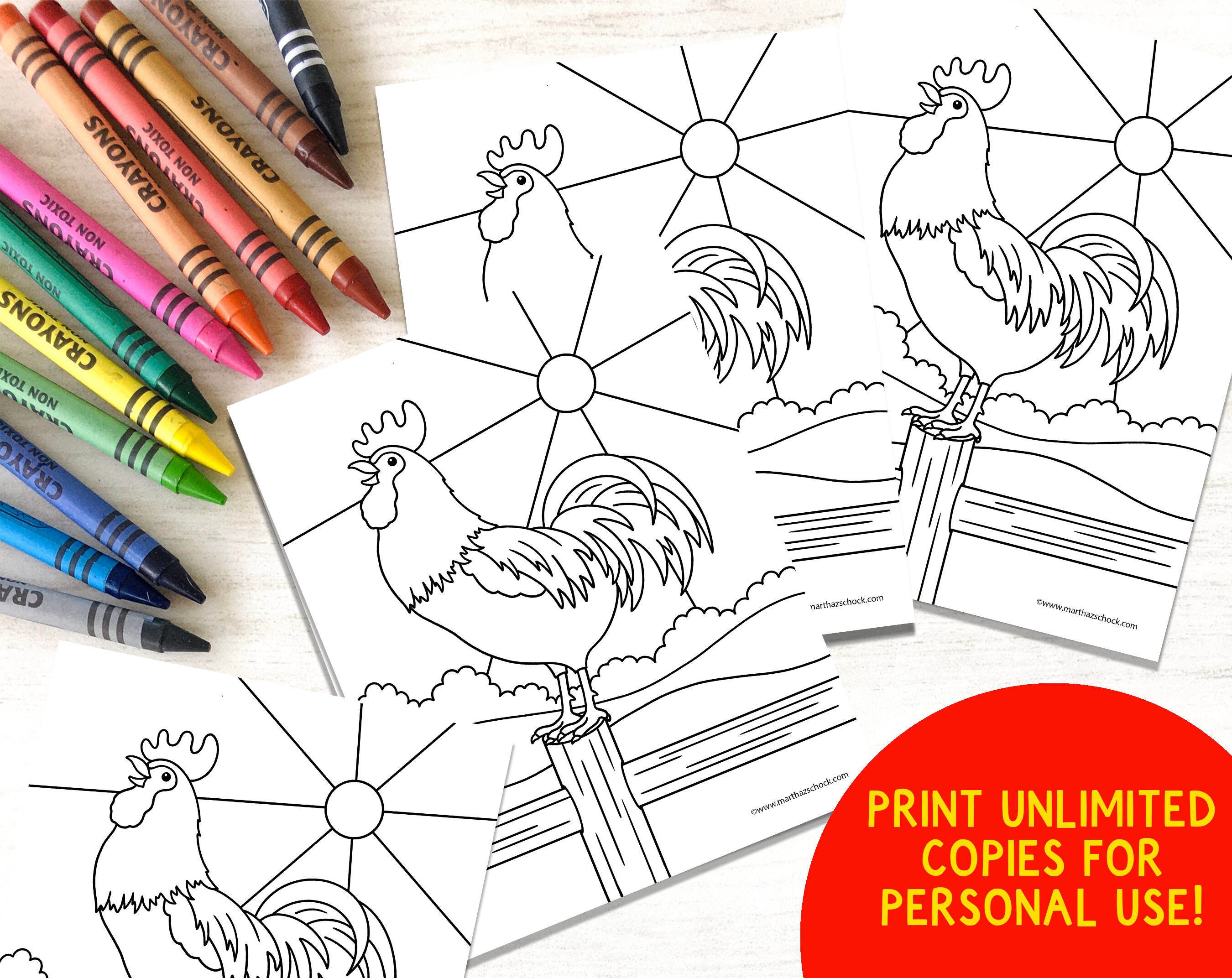 Farm Animal Coloring Pages: Kids Printable Activity (PDF) - Etsy