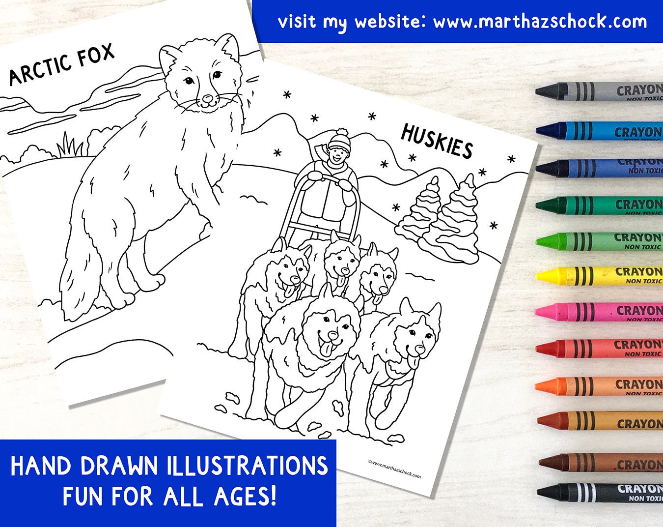 Arctic Animals Coloring Pages: 16 Winter Printables (PDF) - Etsy