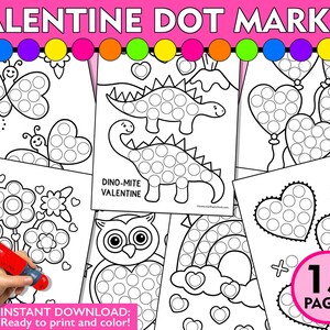Valentine's Day Dot Marker Coloring Pages: Fine Motor Activity (PDF) - Etsy