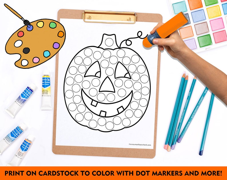 Halloween Dot Marker Coloring Pages: Fine Motor Activity (PDF) - Etsy