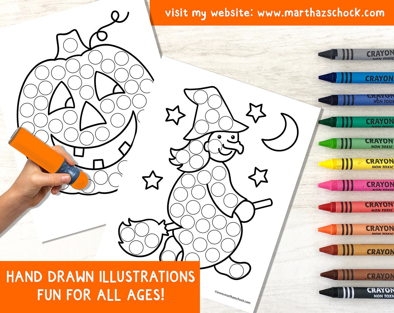 Halloween Dot Marker Coloring Pages: Fine Motor Activity (PDF) - Etsy