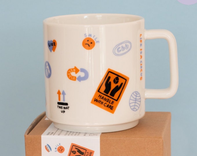 Fragile Ceramic Coffee Mug Graphic Vector Design | Office Mug | Soup ...
