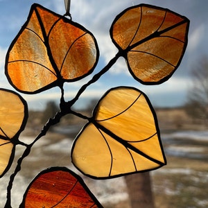 Stained Glass Aspen Leaf Branch Colorado Mountains Aspen Leaves - Etsy