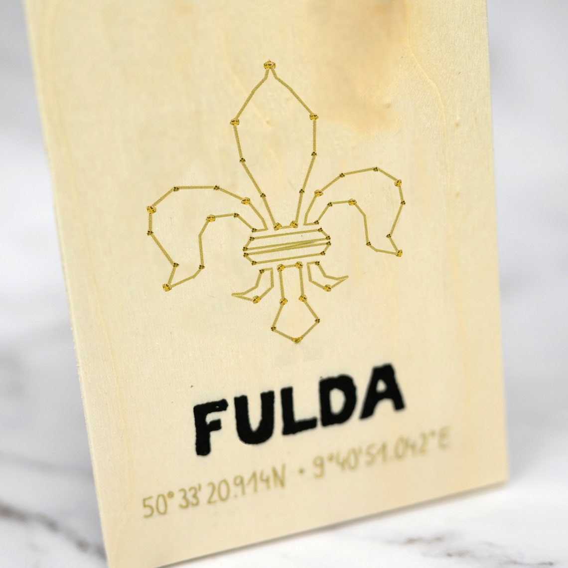 Stadt Fulda Wappen Holzkarte Koordinaten | Etsy