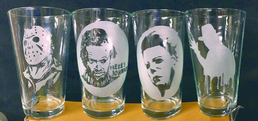 Set of 4 Horror Movie Beer Glasses. - Etsy