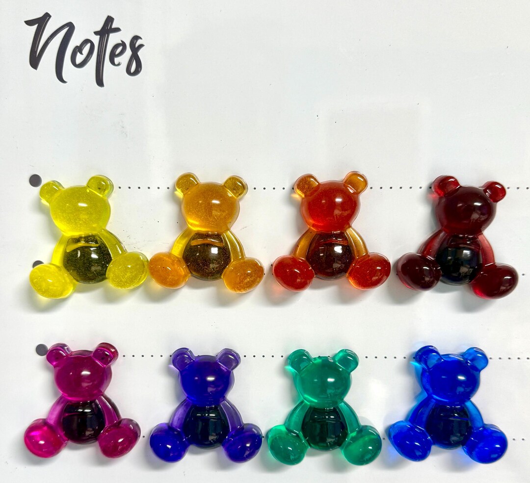 8 Handmade Magnets Resin Bears for Fridge or Monthly Planner ...