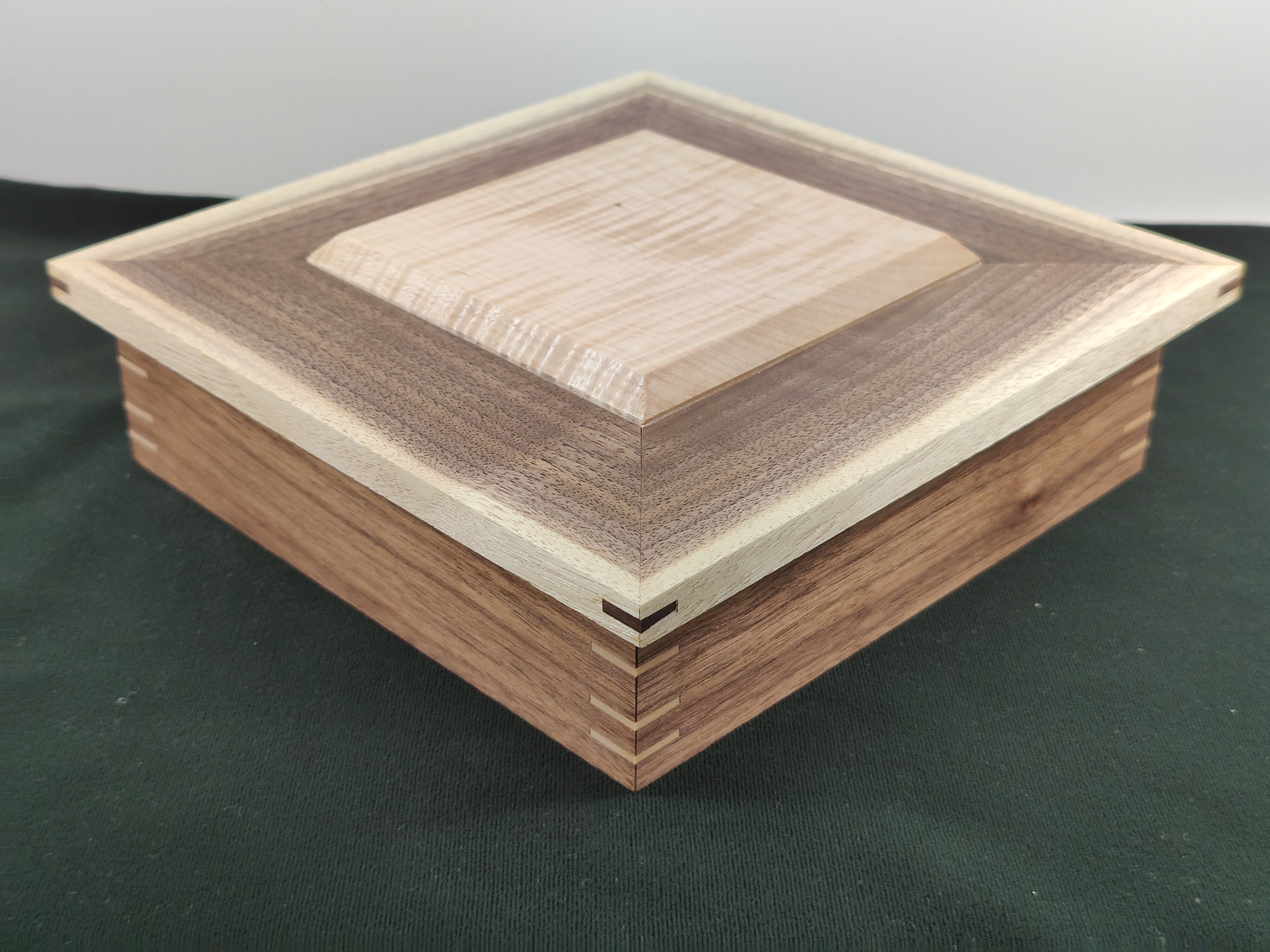 Black Walnut and Curly Maple Wood Box Jewelry Box Valet Box Keepsake ...