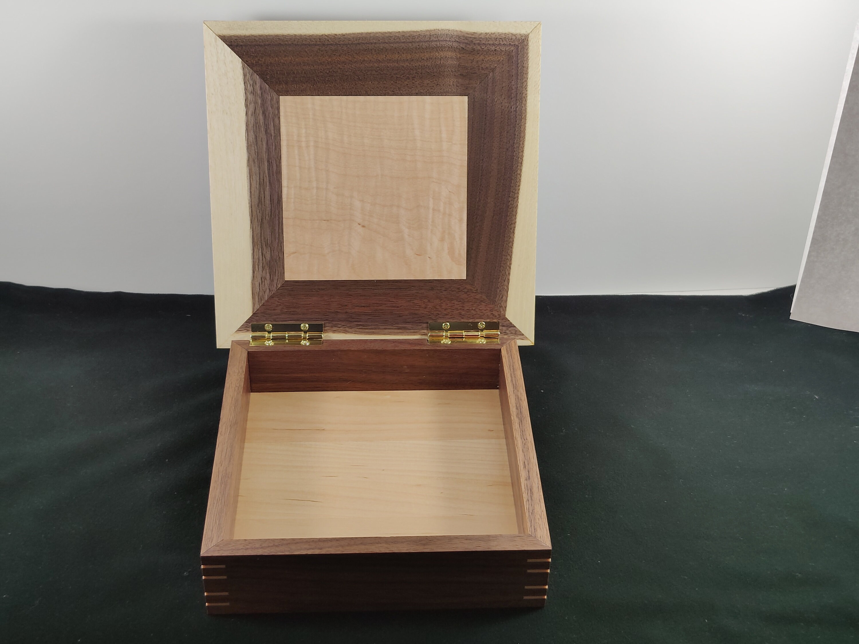 Black Walnut and Curly Maple Wood Box Jewelry Box Valet Box Keepsake ...