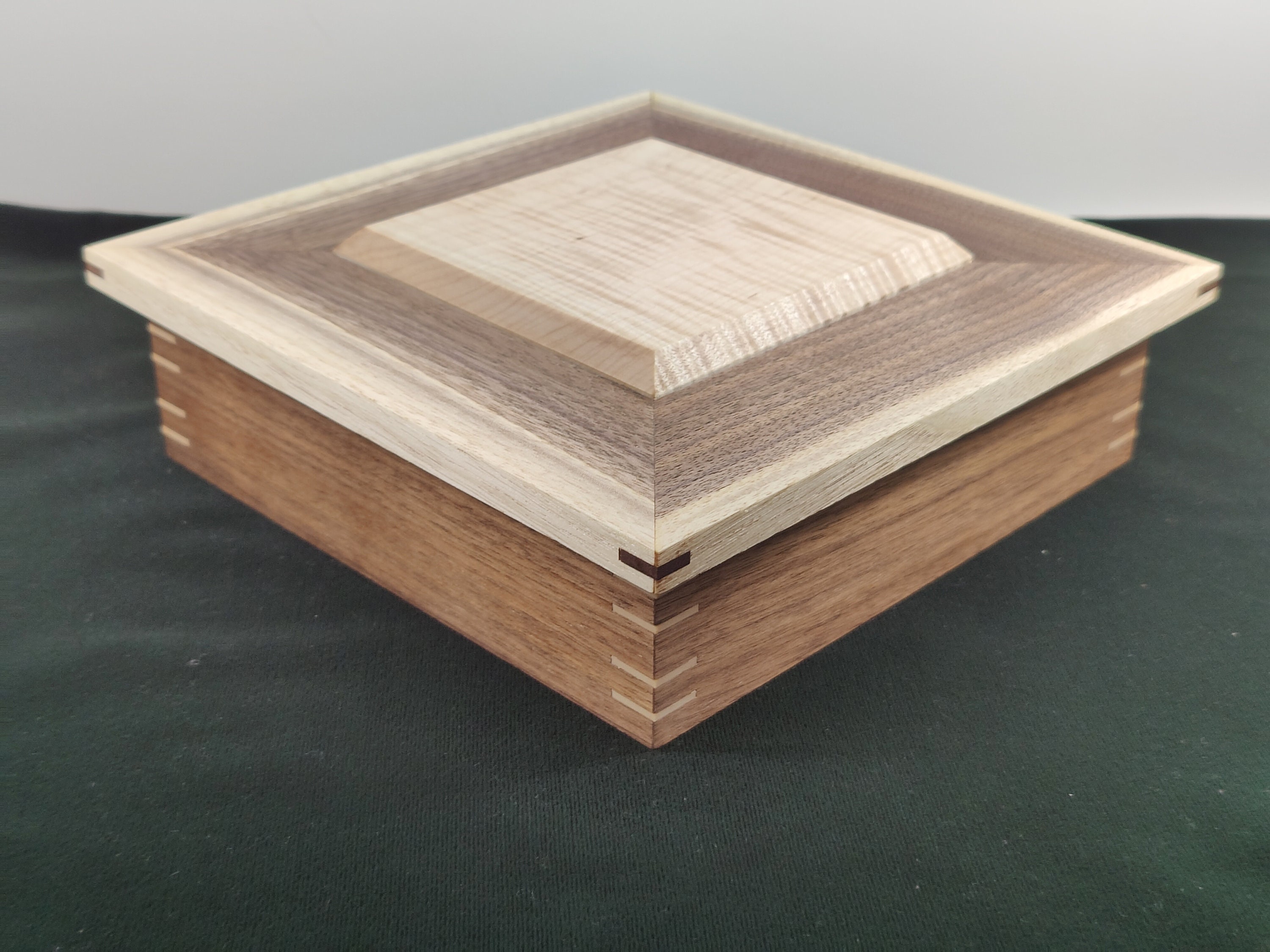 Black Walnut and Curly Maple Wood Box Jewelry Box Valet Box Keepsake ...