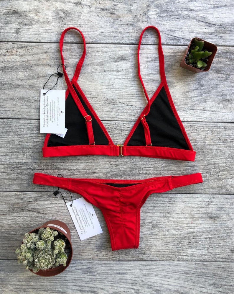 Red Bodycon Cheeky Brazilian Bikini Set | Etsy