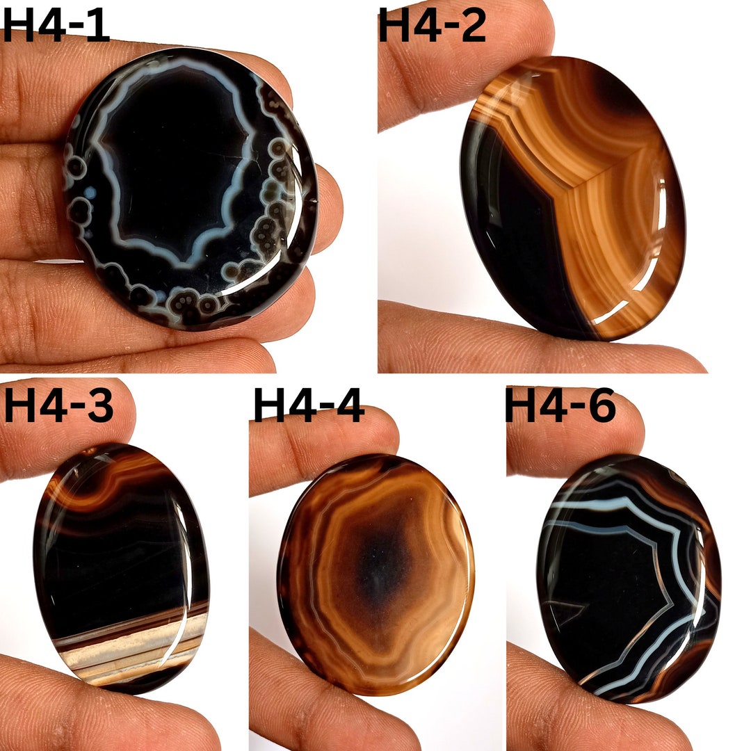 Amazing 100 % Natural Black Banded Agate Cabochon Gemstone, Beautiful ...