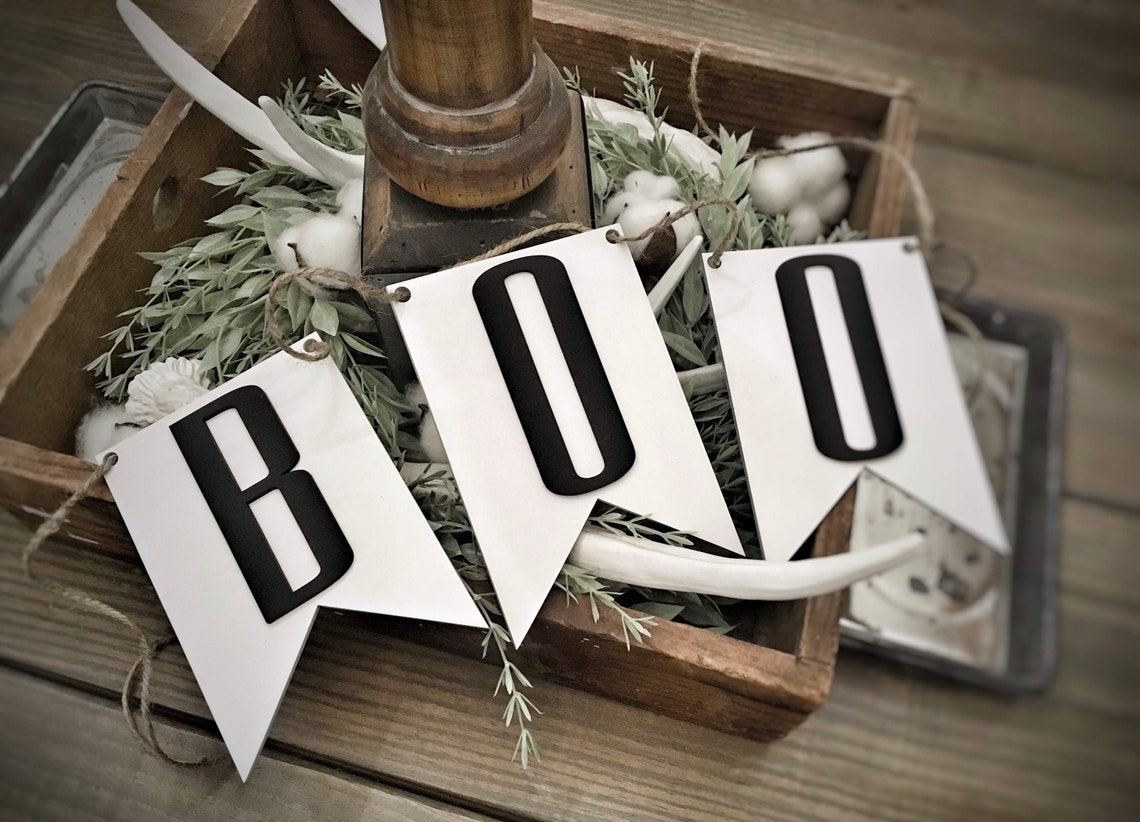 Boo Halloween Banner Cutout SVG File for Laser or Vinyl Paper Cutting ...