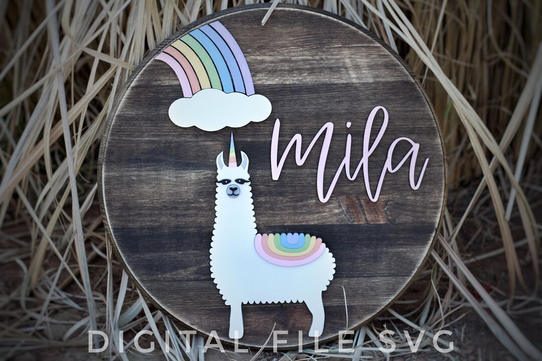 Llamacorn Rainbow SVG Cutout File for Laser Llama Unicorn Little Girl's ...