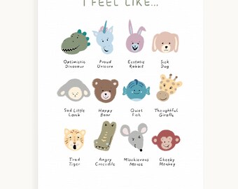 Emotions Poster, Feelings Print, Montessori, Feelings Chart, Funny ...