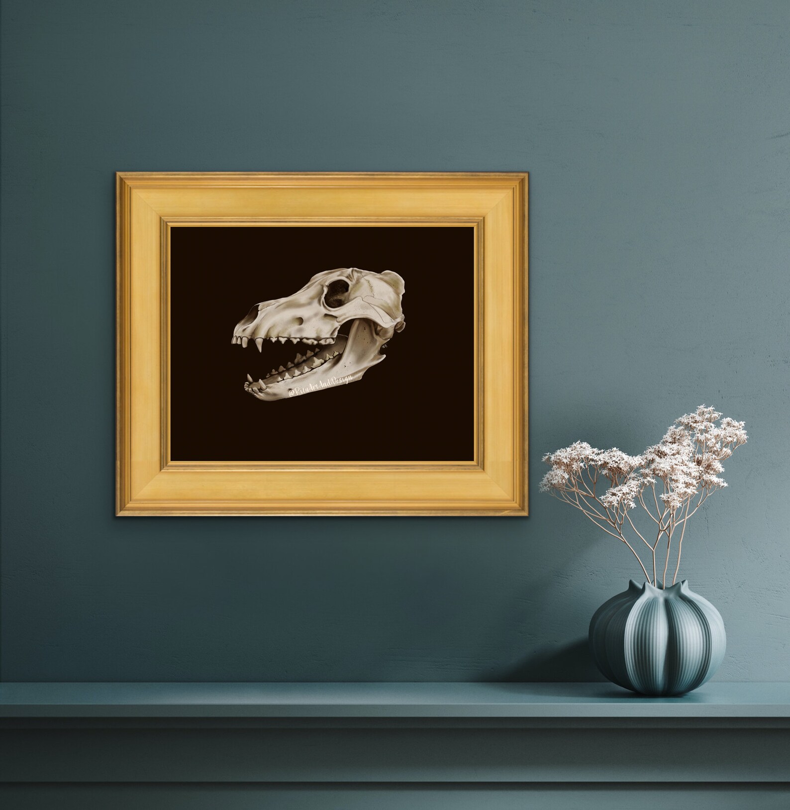 Dire Wolf Skull Fine Art Print - Digital Illustration - Animal Art ...