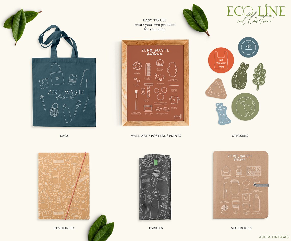 Eco Line Zero Waste - Digital Clipart Collection - Line Art PNG ...