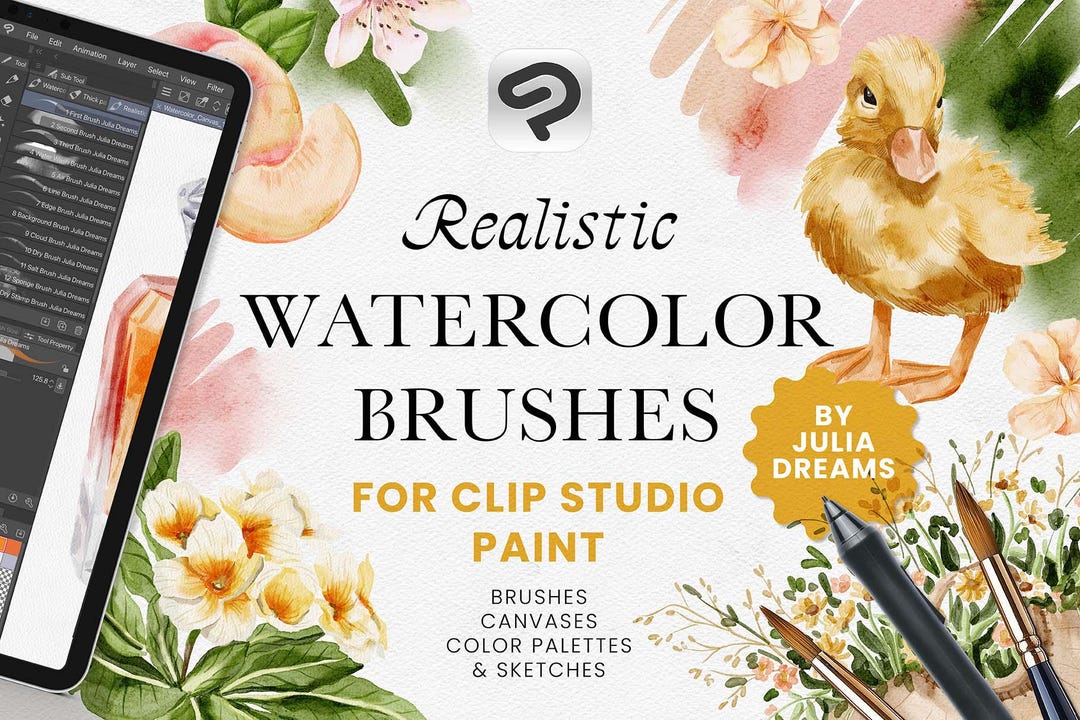 Realistic Watercolor Clip Studio Paint Brushes - Painting Kit CSP ...