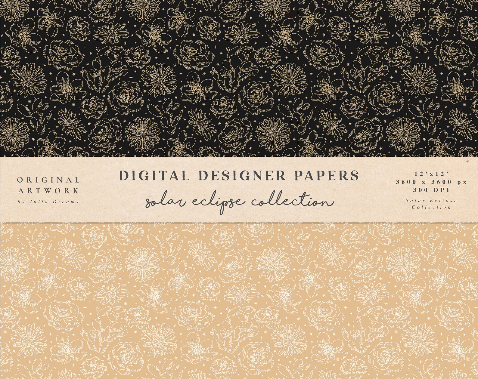 Digital Paper Solar Eclipse Scrapbook Papers Seamless | Etsy