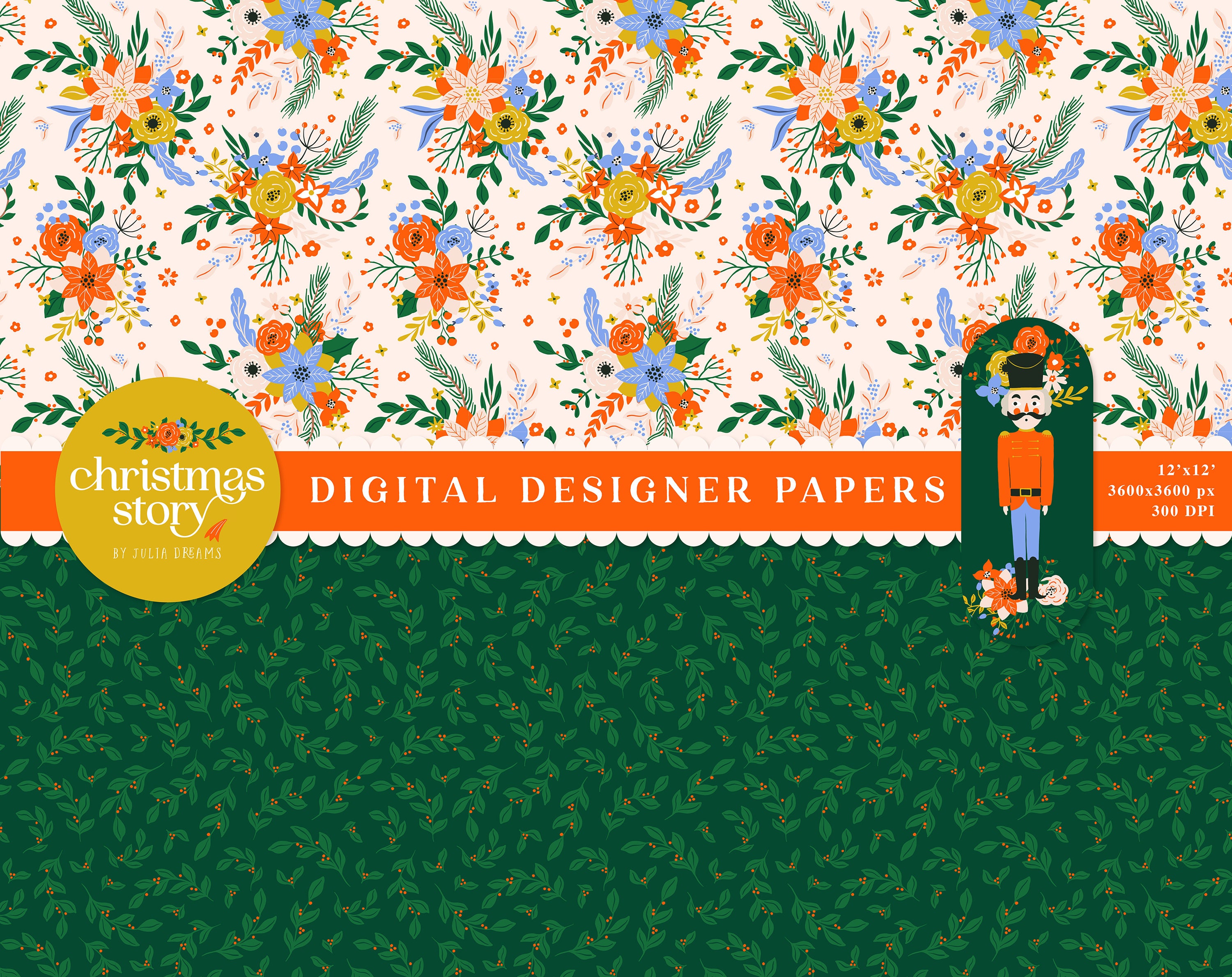 Christmas Story Digital Paper Set 1 - Nutcracker Scrapbook Paper ...