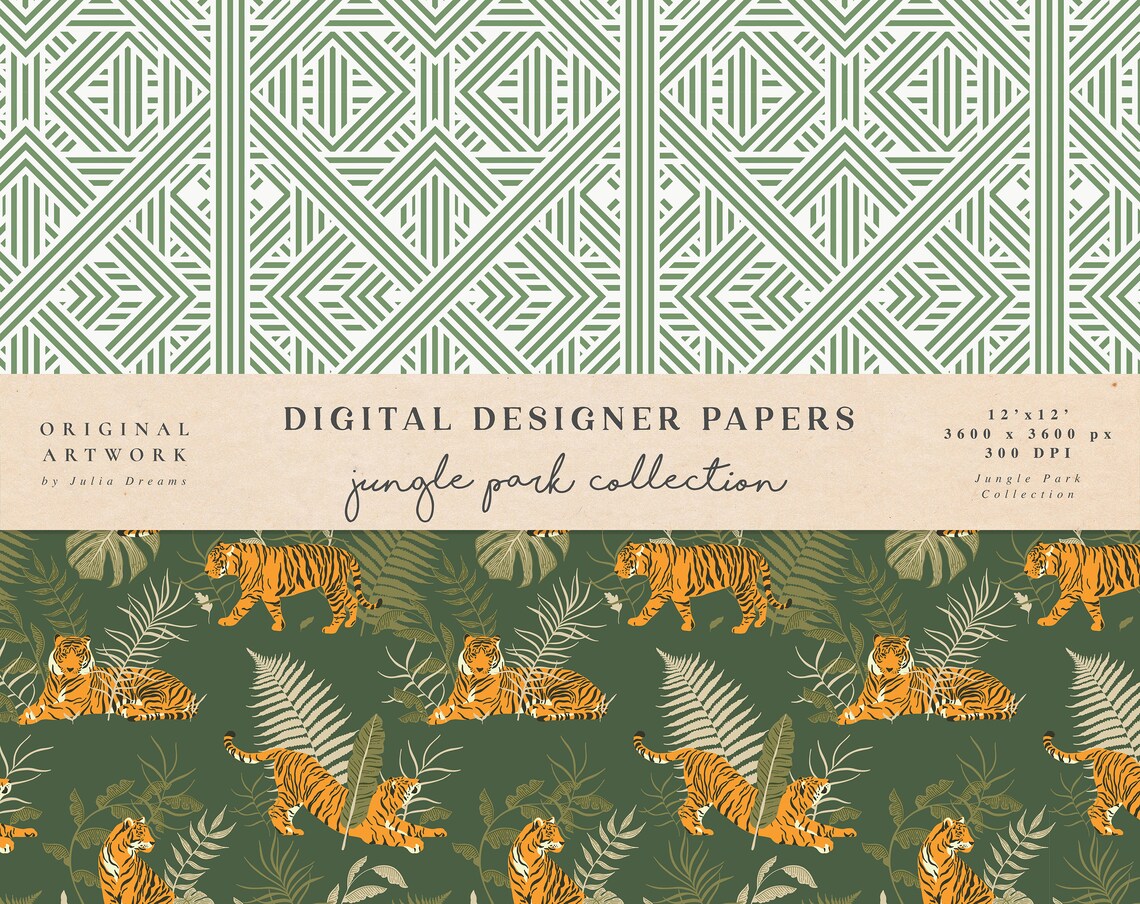 Jungle Digital Paper Scrapbook Paper Seamless Patterns - Etsy