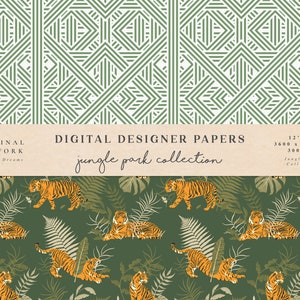 Jungle Digital Paper - Scrapbook Paper - Seamless Patterns - Digital ...