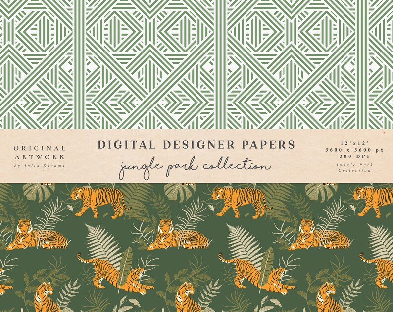 Jungle Digital Paper - Scrapbook Paper - Seamless Patterns - Digital ...