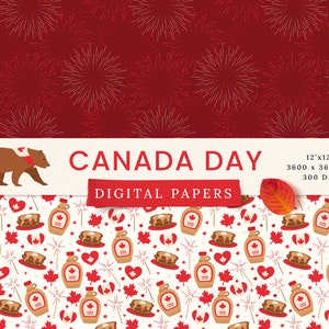 Canada Day Digital Papers - Commercial Use - Scrapbook Paper - Seamless ...