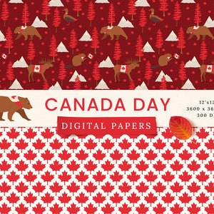Canada Day Digital Papers - Commercial Use - Scrapbook Paper - Seamless ...