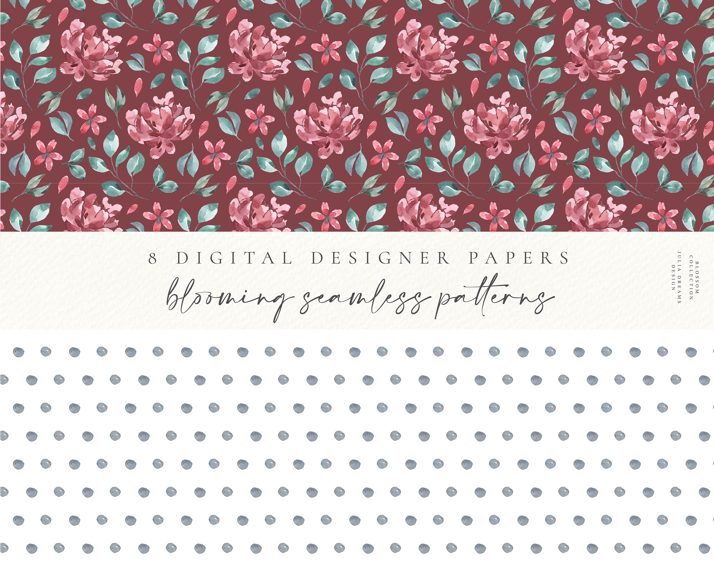 Blooming Digital Paper Scrapbook Papers Seamless Patterns | Etsy