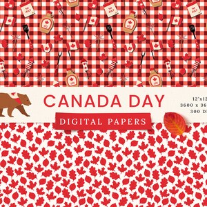 Canada Day Digital Papers - Commercial Use - Scrapbook Paper - Seamless ...