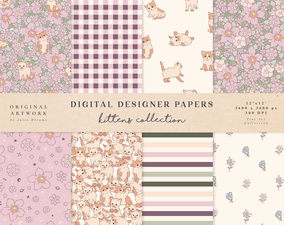Cute Kittens Digital Papers - Commercial Use - Scrapbook Paper ...