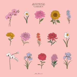 Harmony Garden Vector Clipart - Flowers Vector SVG - Digital Papers ...